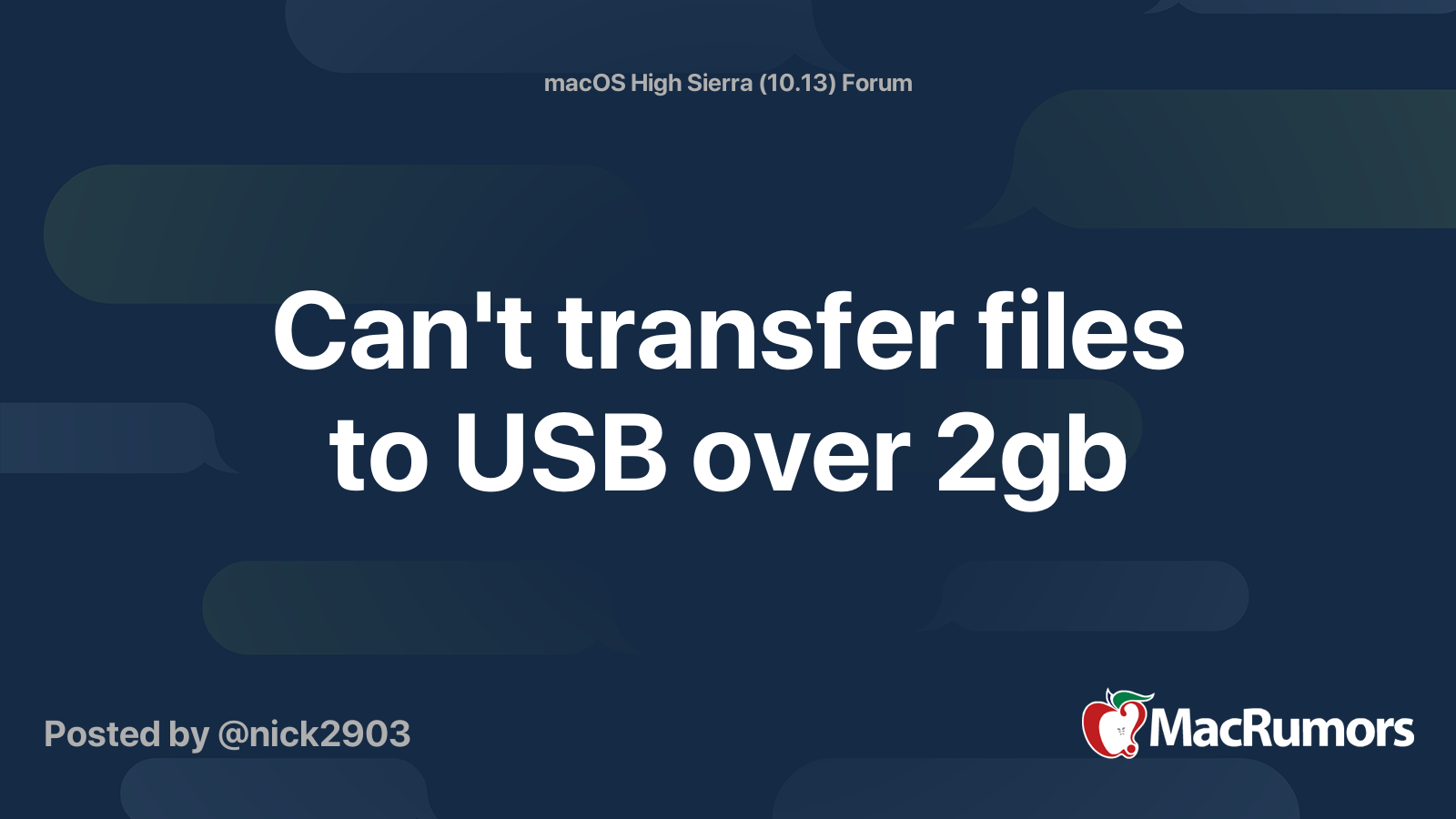 Can't transfer files to USB over 2gb | MacRumors Forums