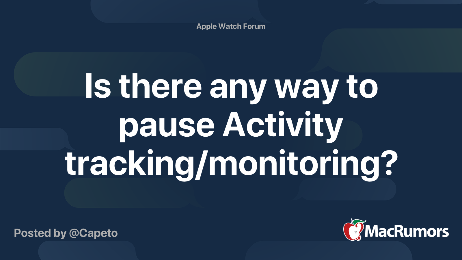 Is there any way to pause Activity tracking/monitoring? | MacRumors Forums