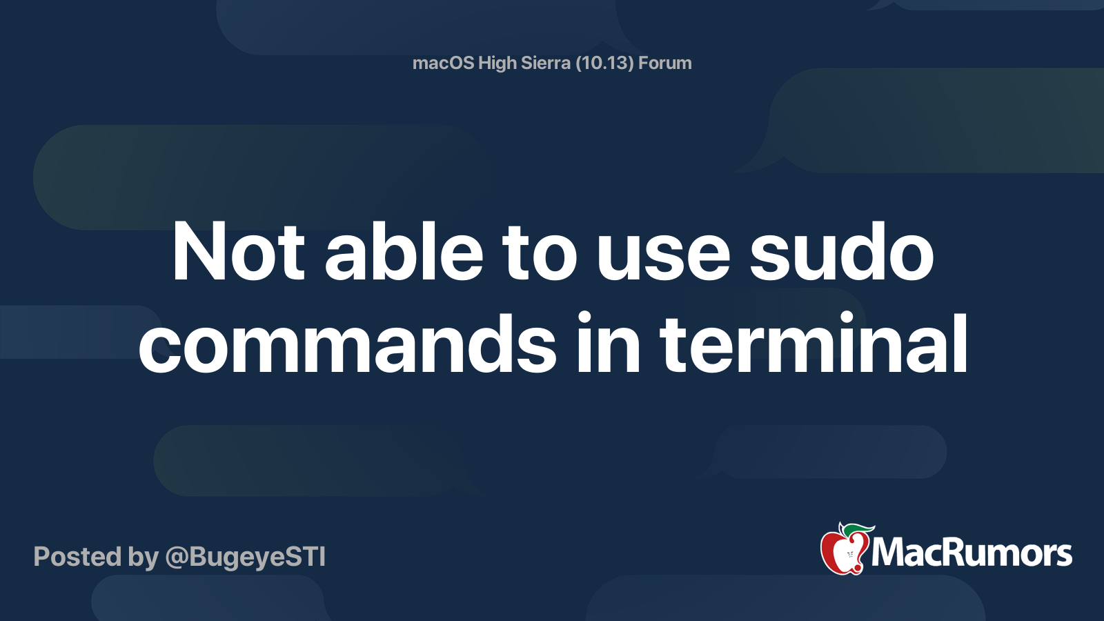 Not able to use sudo commands in terminal | MacRumors Forums