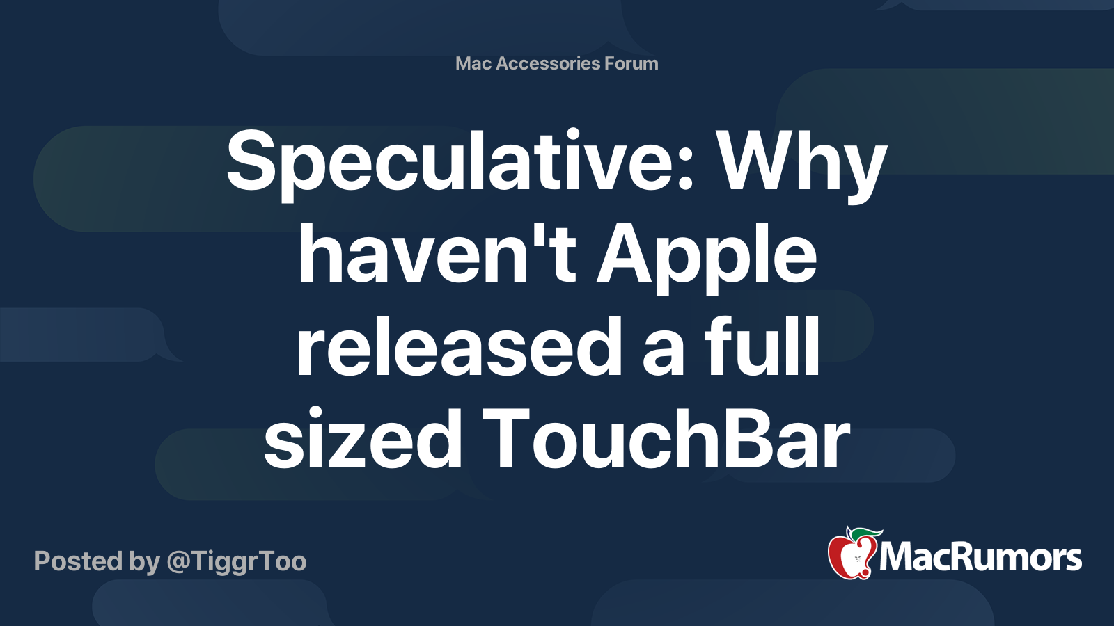 Speculative: Why haven't Apple released a full sized TouchBar external Keyboard? | MacRumors Forums
