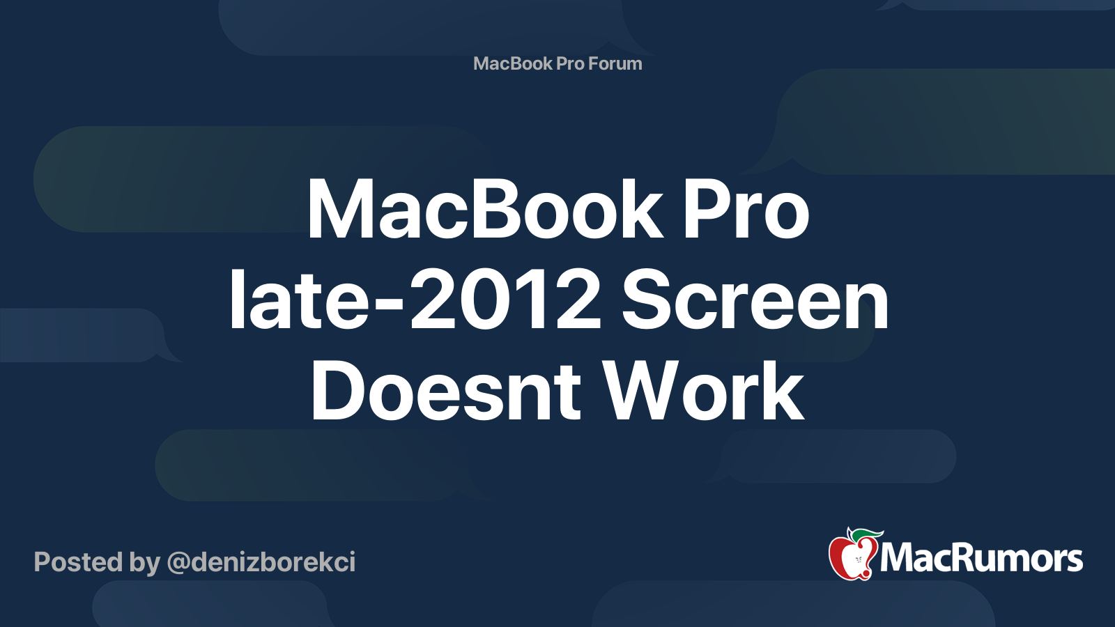 MacBook Pro late-2012 Screen Doesnt Work | MacRumors Forums