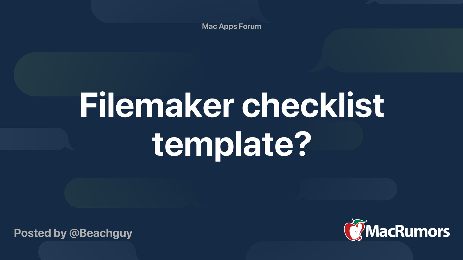 Filemaker checklist template? | MacRumors Forums