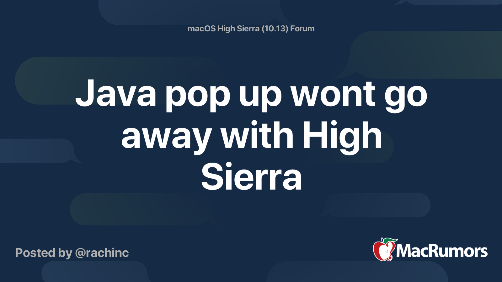 Java pop up wont go away with High Sierra | MacRumors Forums