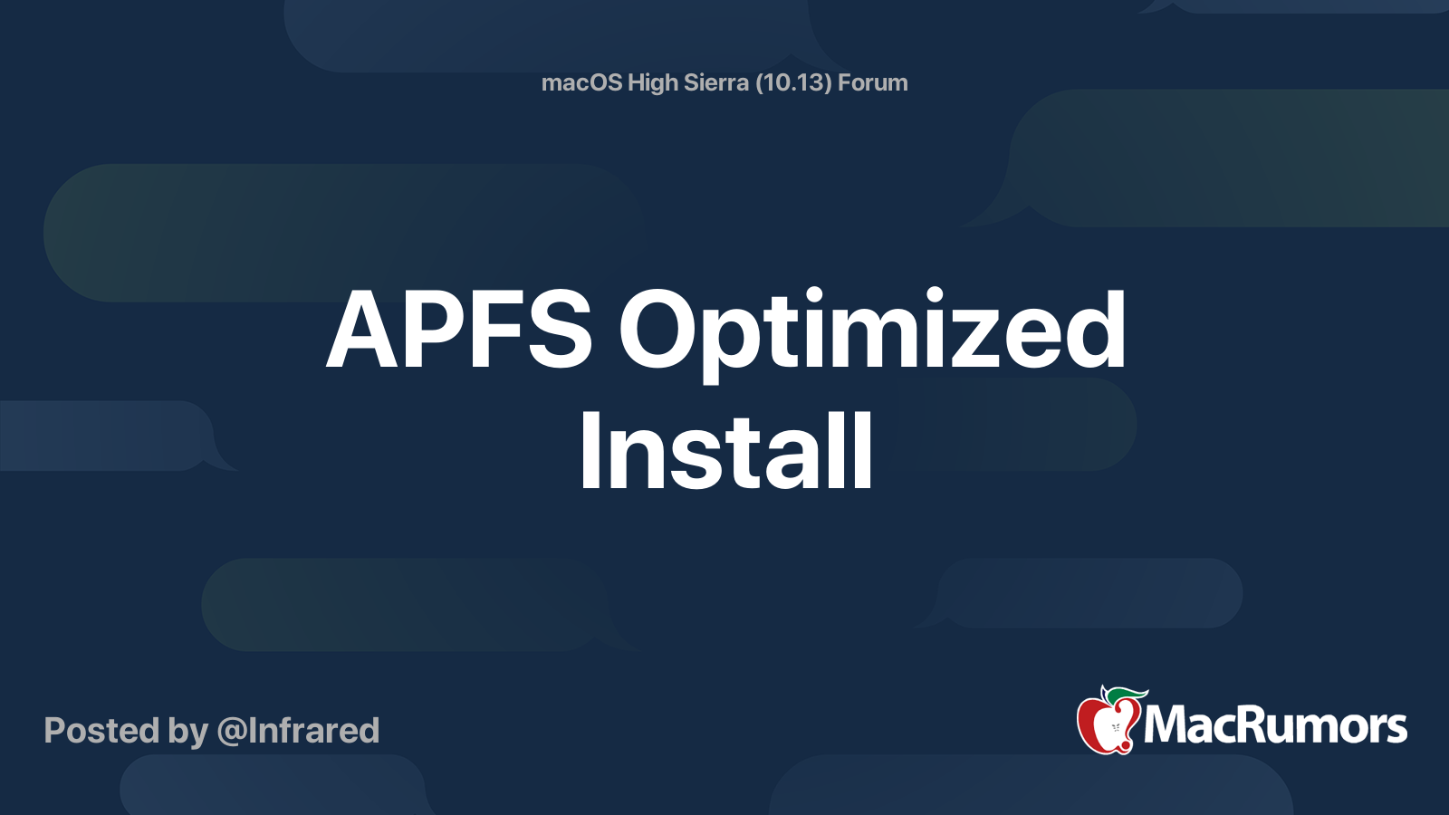 APFS Optimized Install | MacRumors Forums