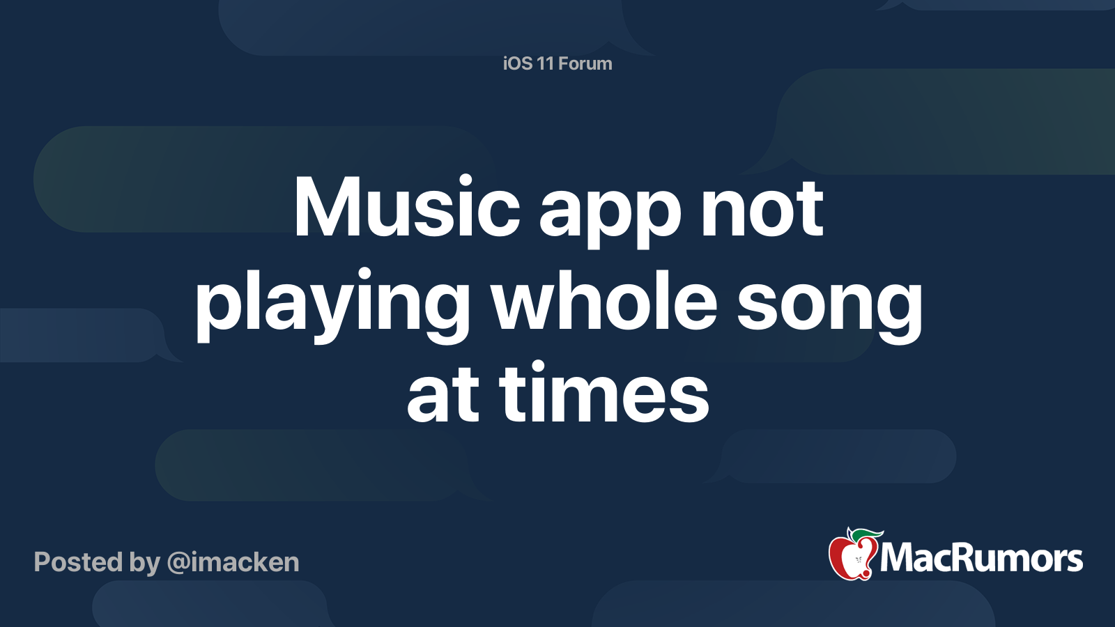 Music app not playing whole song at times | MacRumors Forums