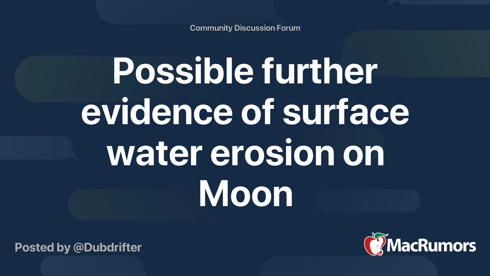 Possible further evidence of surface water erosion on Moon | MacRumors ...