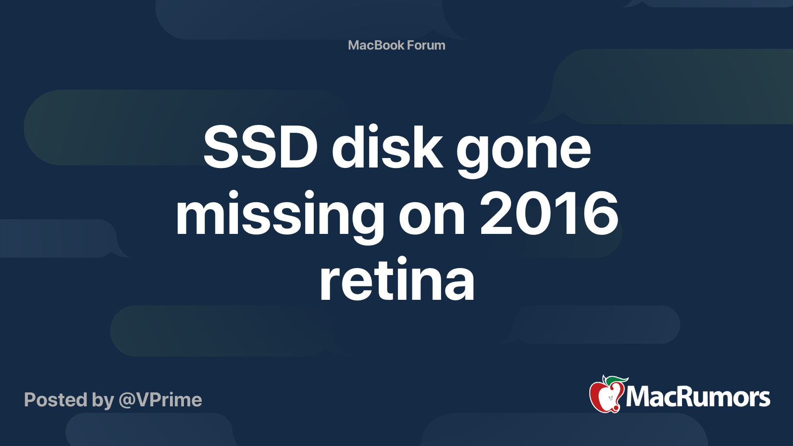 SSD disk gone missing on 2016 retina | MacRumors Forums