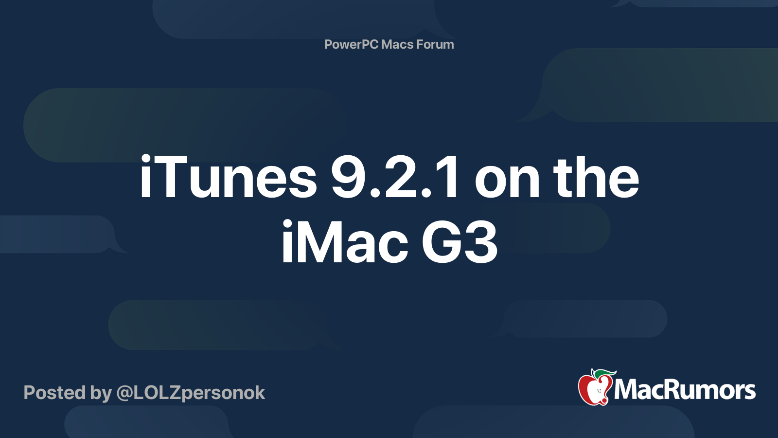 iTunes 9.2.1 on the iMac G3 | MacRumors Forums