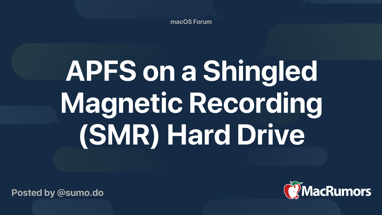 APFS on a Shingled Magnetic Recording (SMR) Hard Drive | MacRumors Forums