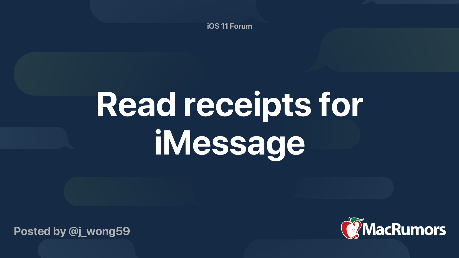 Read receipts for iMessage | MacRumors Forums
