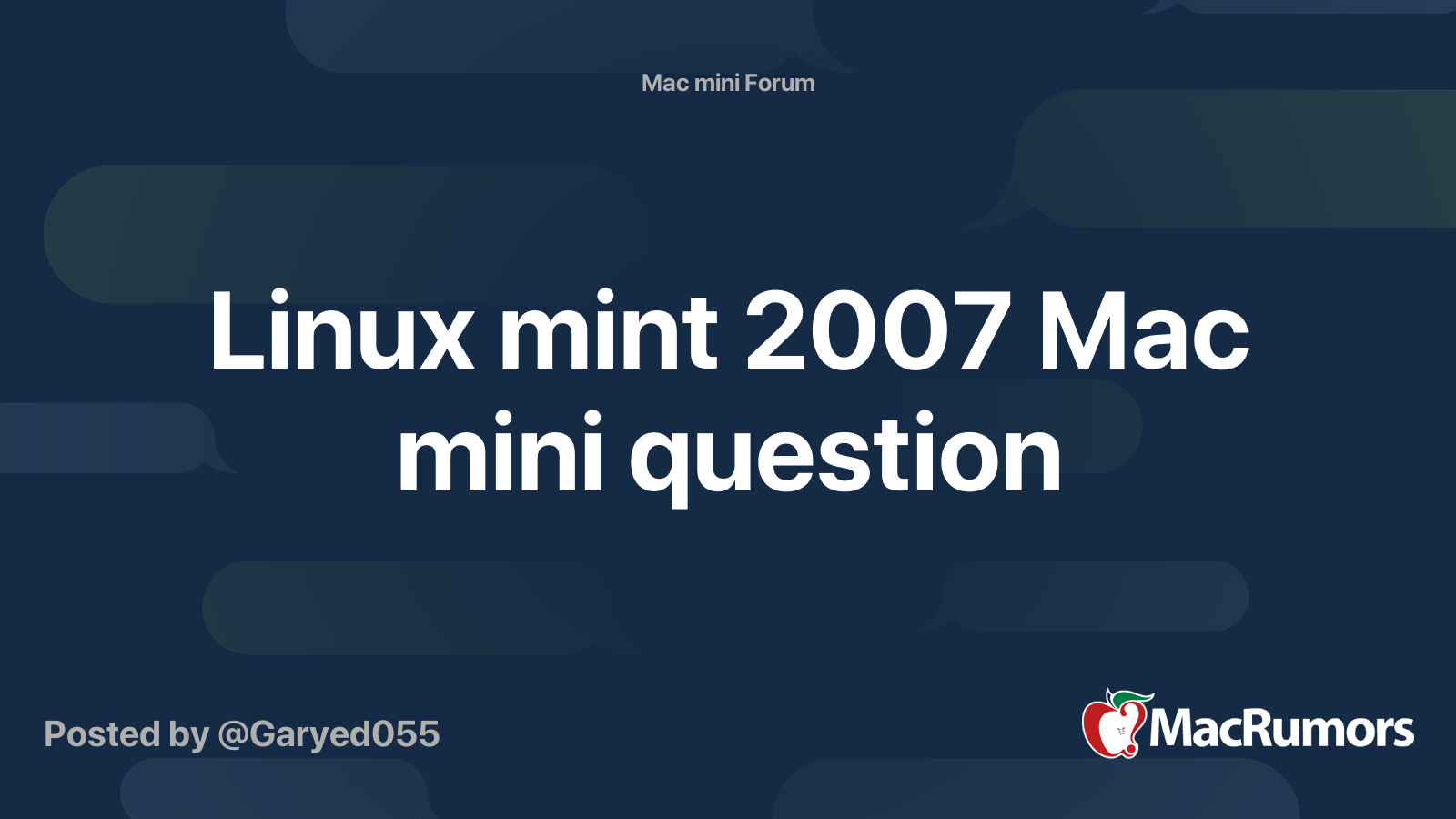 Linux mint 2007 Mac mini question | MacRumors Forums