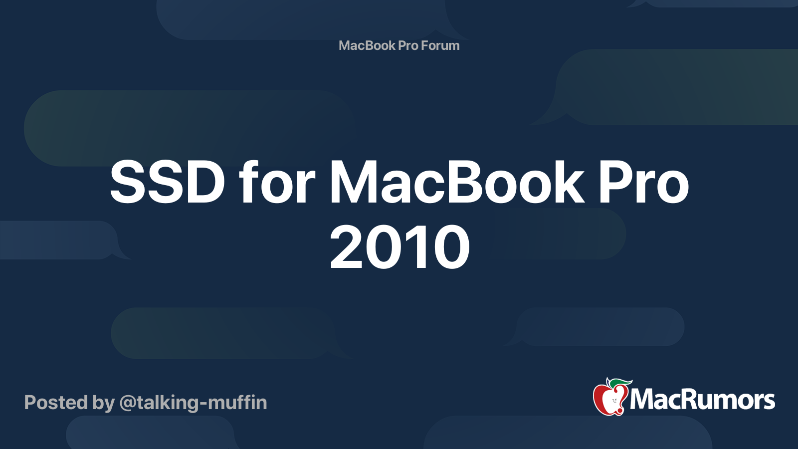 SSD for MacBook Pro 2010 | MacRumors Forums