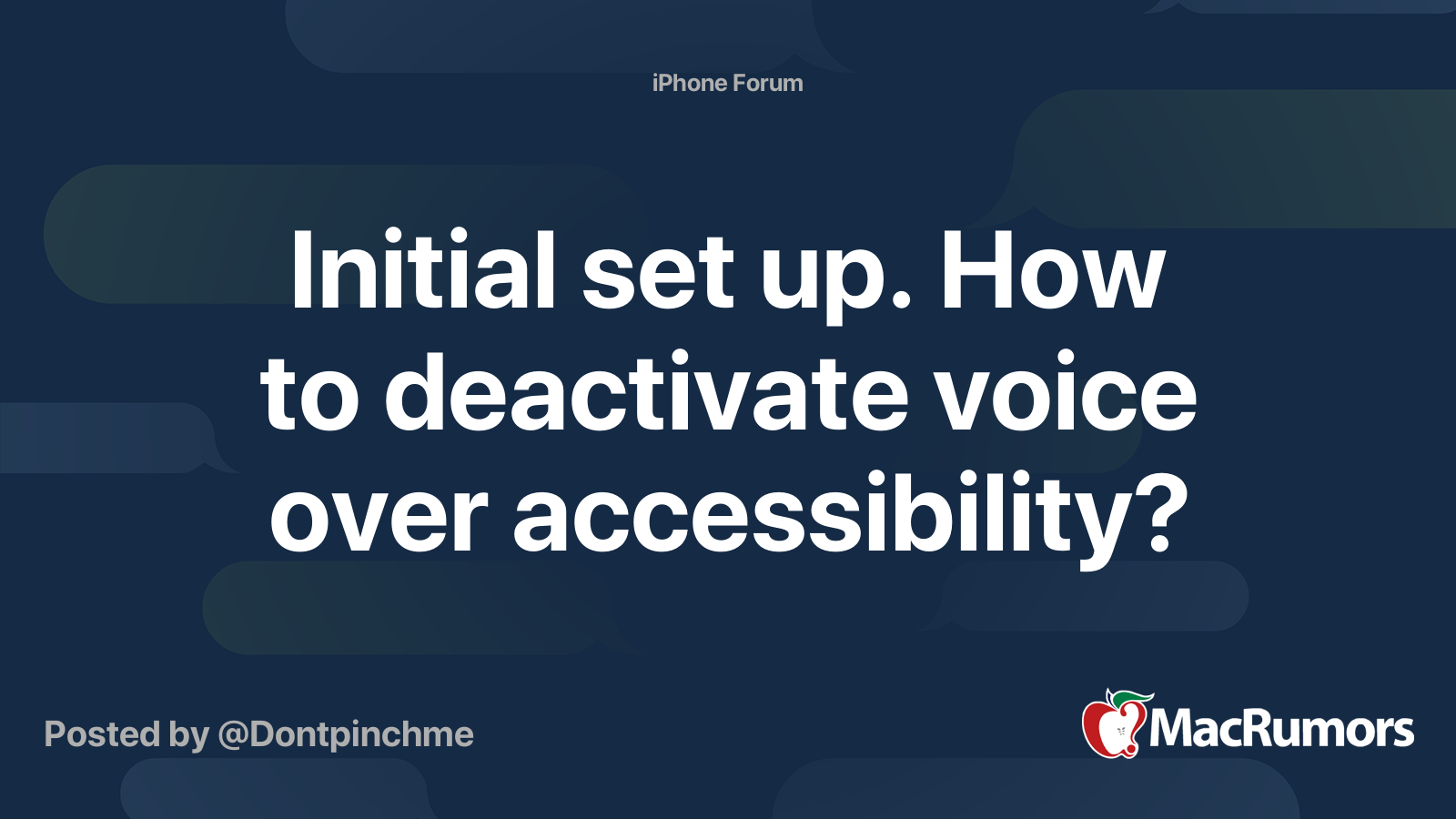 Initial set up. How to deactivate voice over accessibility? | MacRumors ...