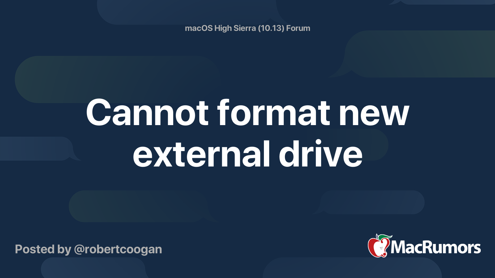 Cannot format new external drive | MacRumors Forums