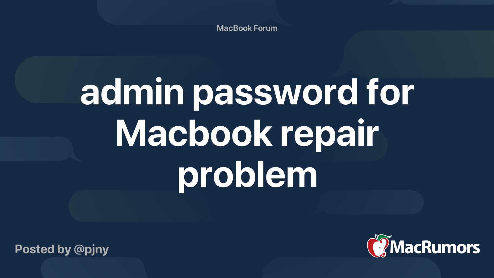 Admin Password For Macbook Repair Problem Macrumors Forums