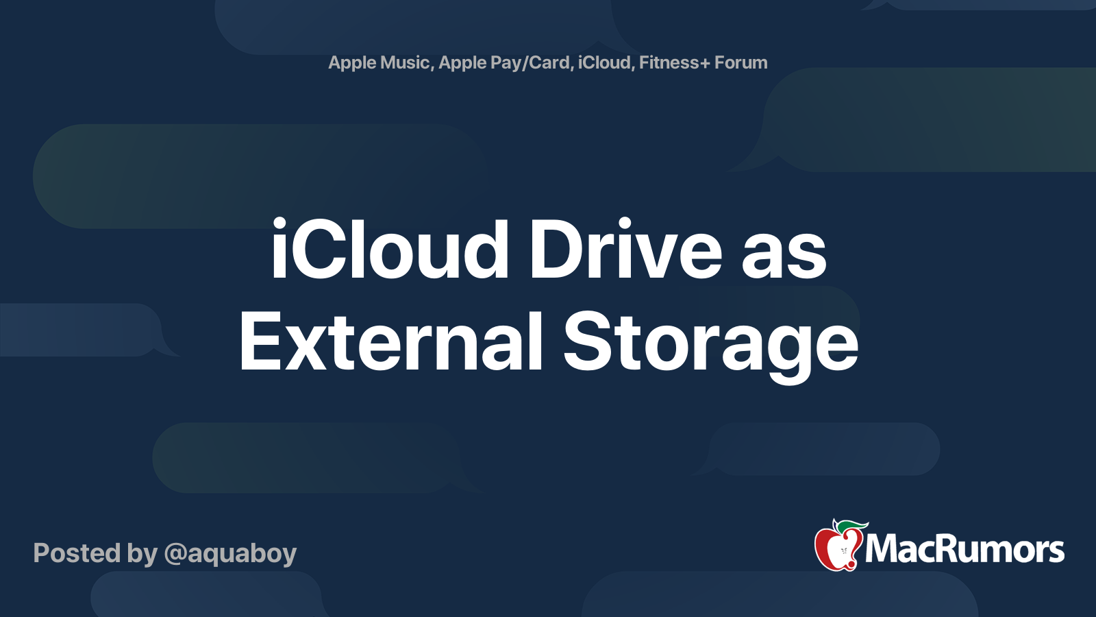 iCloud Drive as External Storage | MacRumors Forums