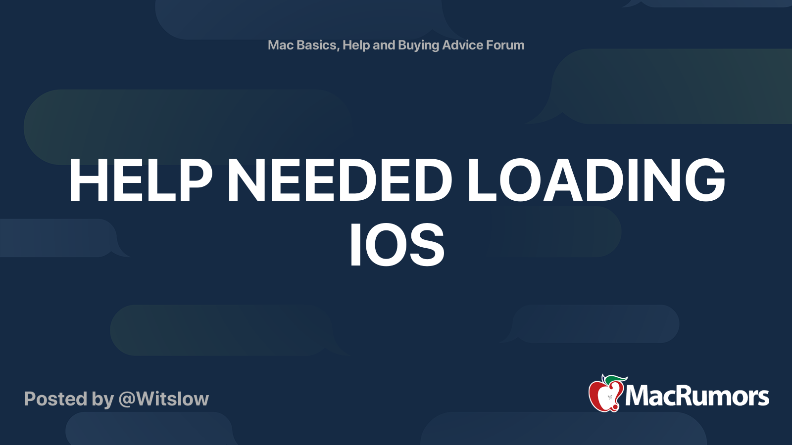 HELP NEEDED LOADING IOS | MacRumors Forums