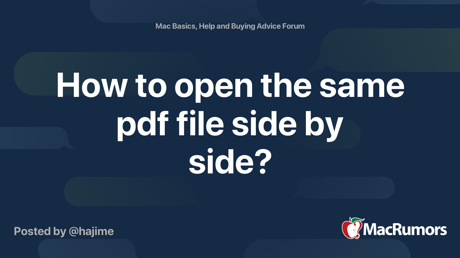 How to open the same pdf file side by side? | MacRumors Forums