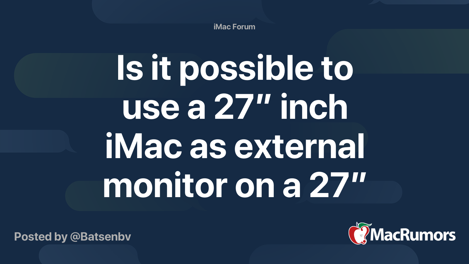 Is it possible to use a 27” inch iMac as external monitor on a 27” iMac 2011 with bootcamp ...