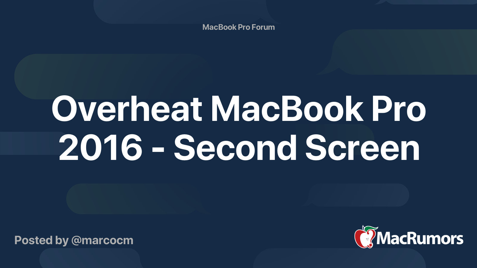 Overheat MacBook Pro 2016 - Second Screen | MacRumors Forums