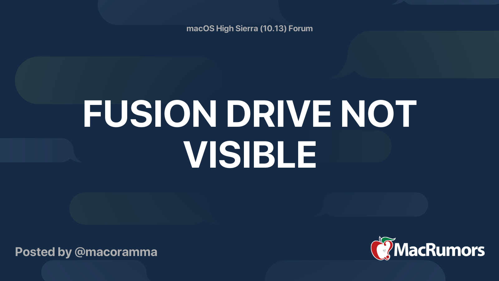 FUSION DRIVE NOT VISIBLE | MacRumors Forums