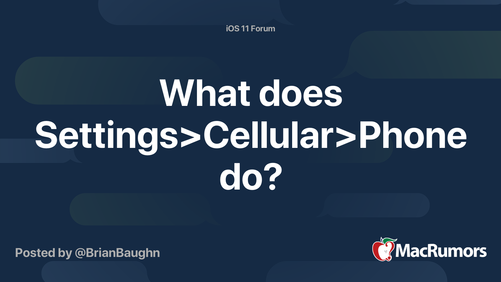 What does Settings>Cellular>Phone do? | MacRumors Forums