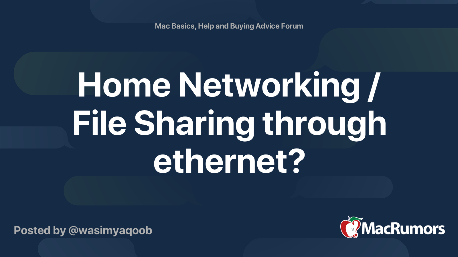 Home Networking / File Sharing through ethernet? | MacRumors Forums