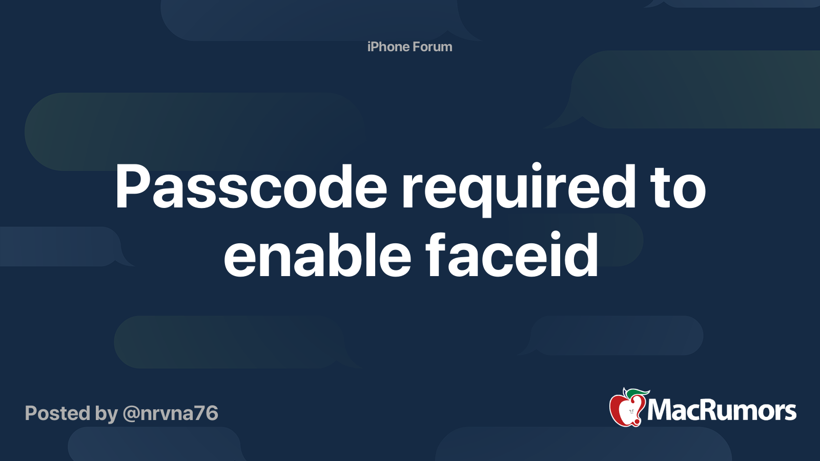 Passcode required to enable faceid | MacRumors Forums