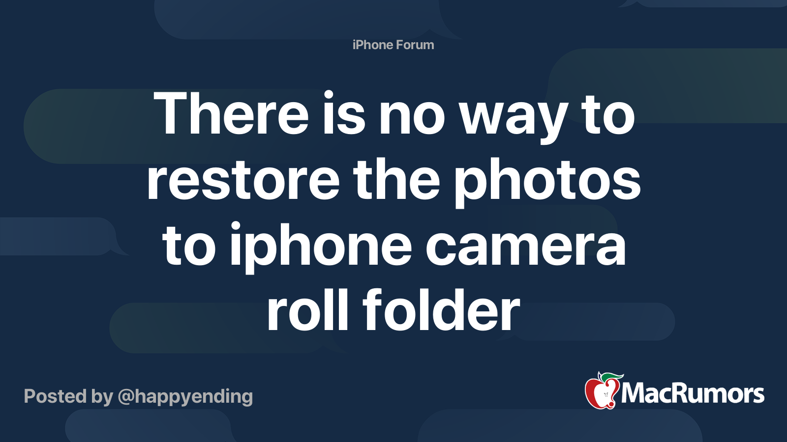 There is no way to restore the photos to iphone camera roll folder ...