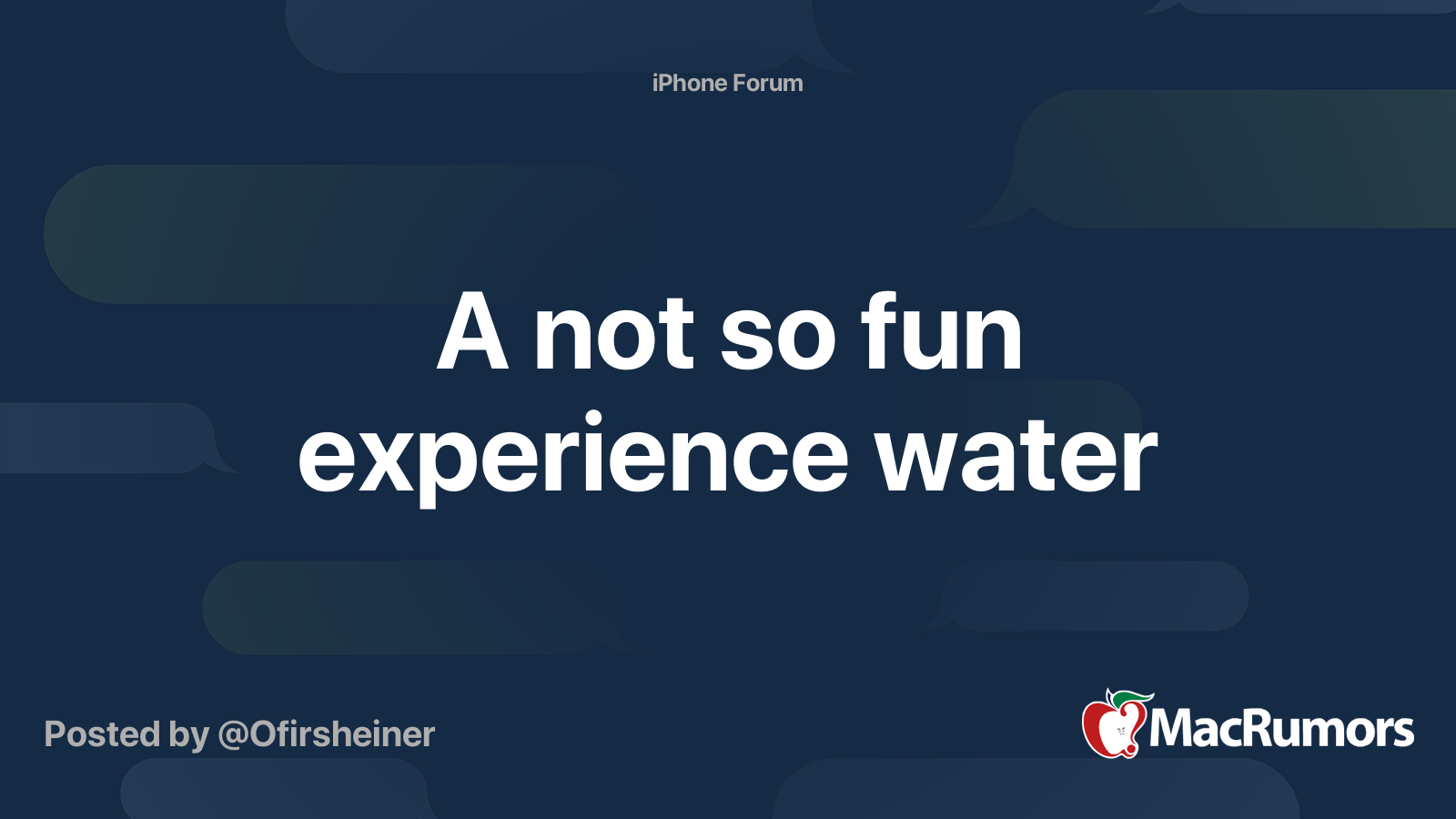 A not so fun experience water | MacRumors Forums