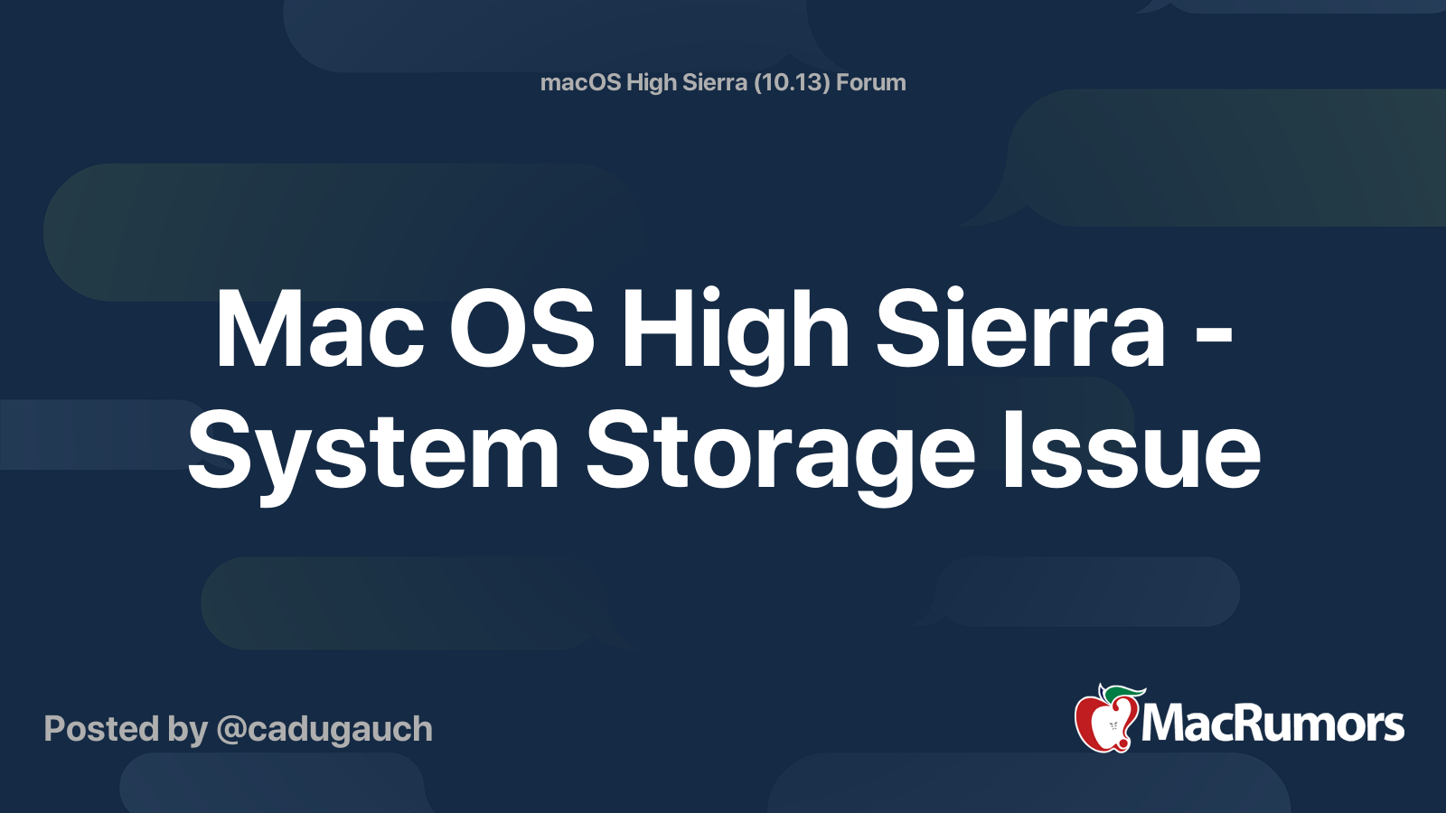 Mac OS High Sierra - System Storage Issue | MacRumors Forums
