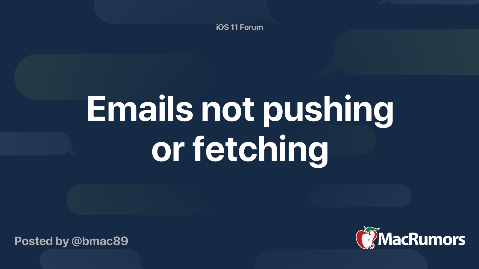 Emails not pushing or fetching | MacRumors Forums