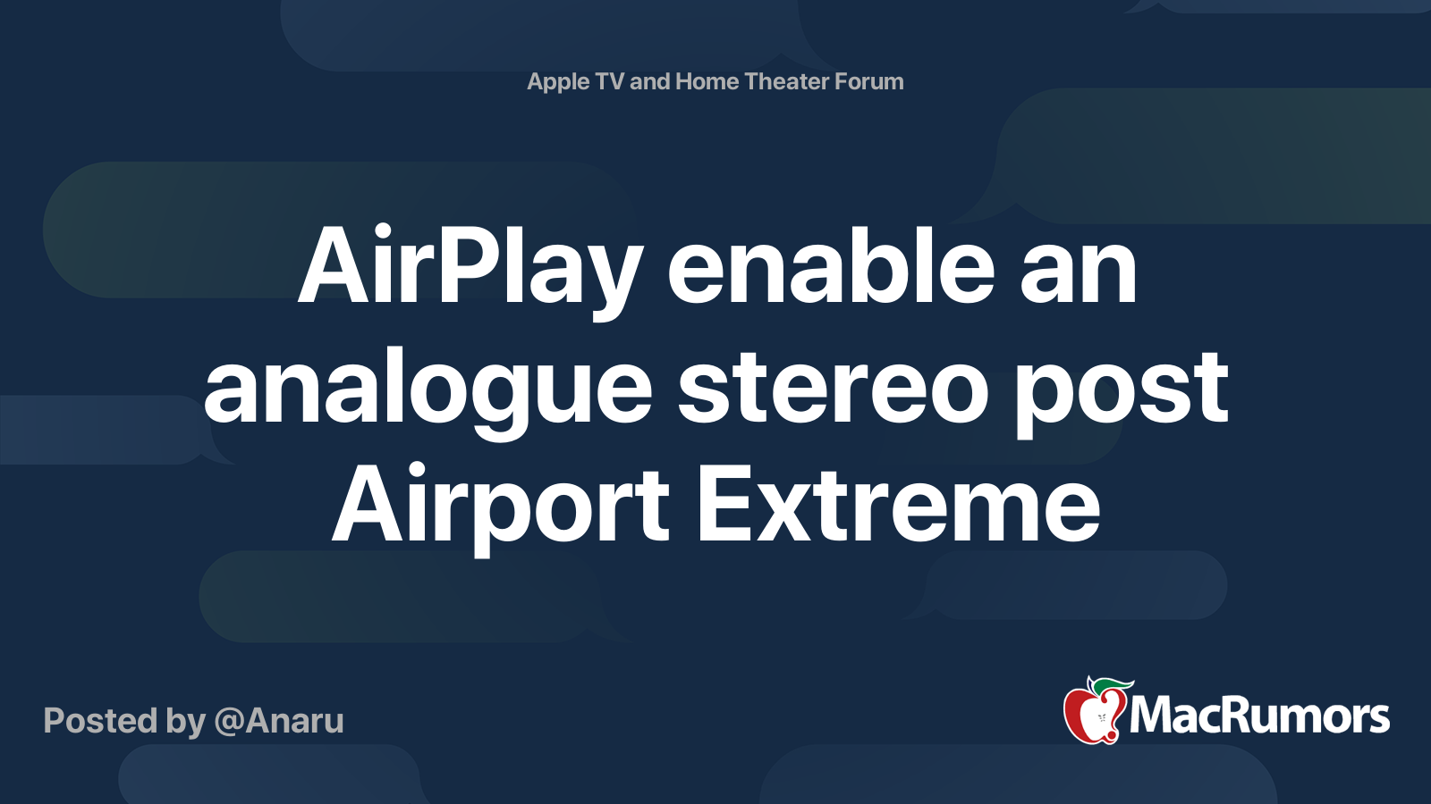 AirPlay enable an analogue stereo post Airport Extreme | MacRumors Forums