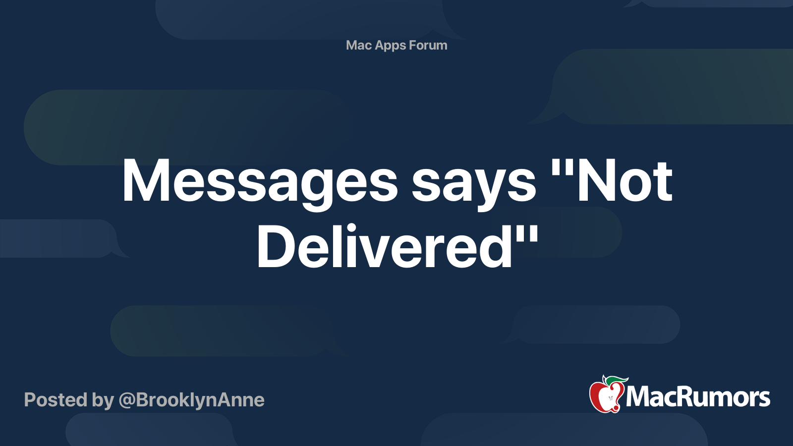 Messages says "Not Delivered" | MacRumors Forums
