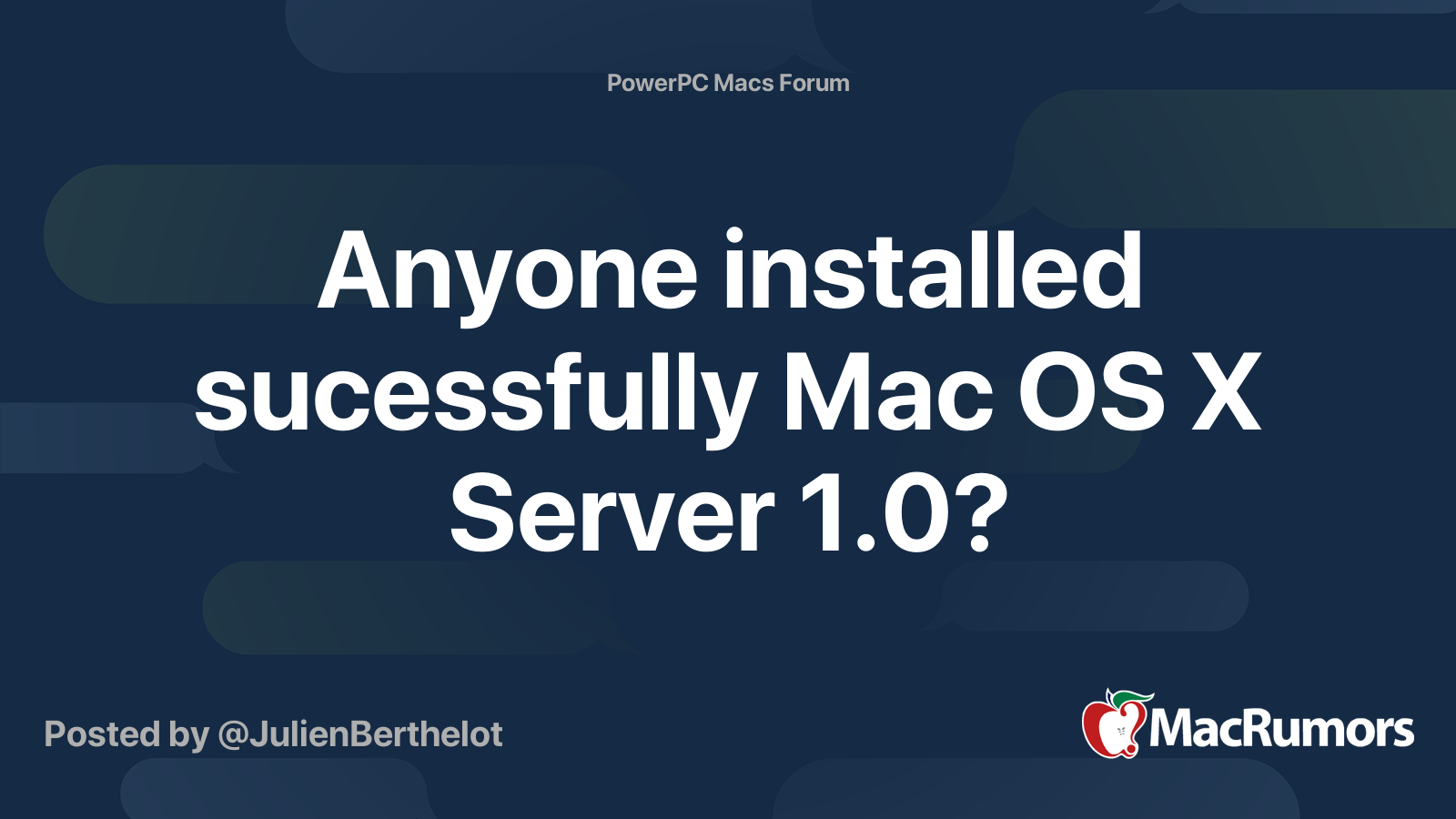 Anyone installed sucessfully Mac OS X Server 1.0? | MacRumors Forums