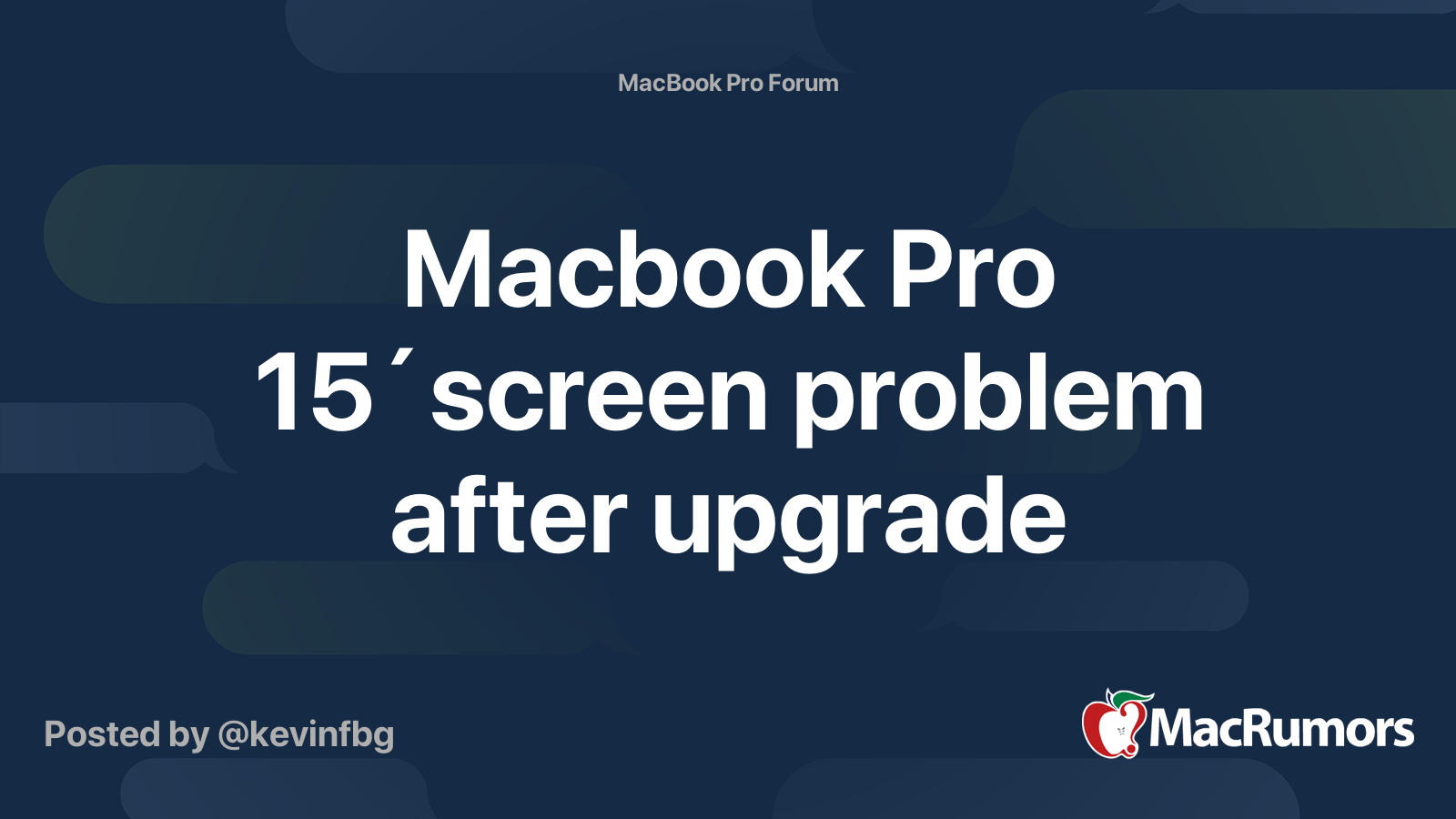 Macbook Pro 15´screen problem after upgrade | MacRumors Forums