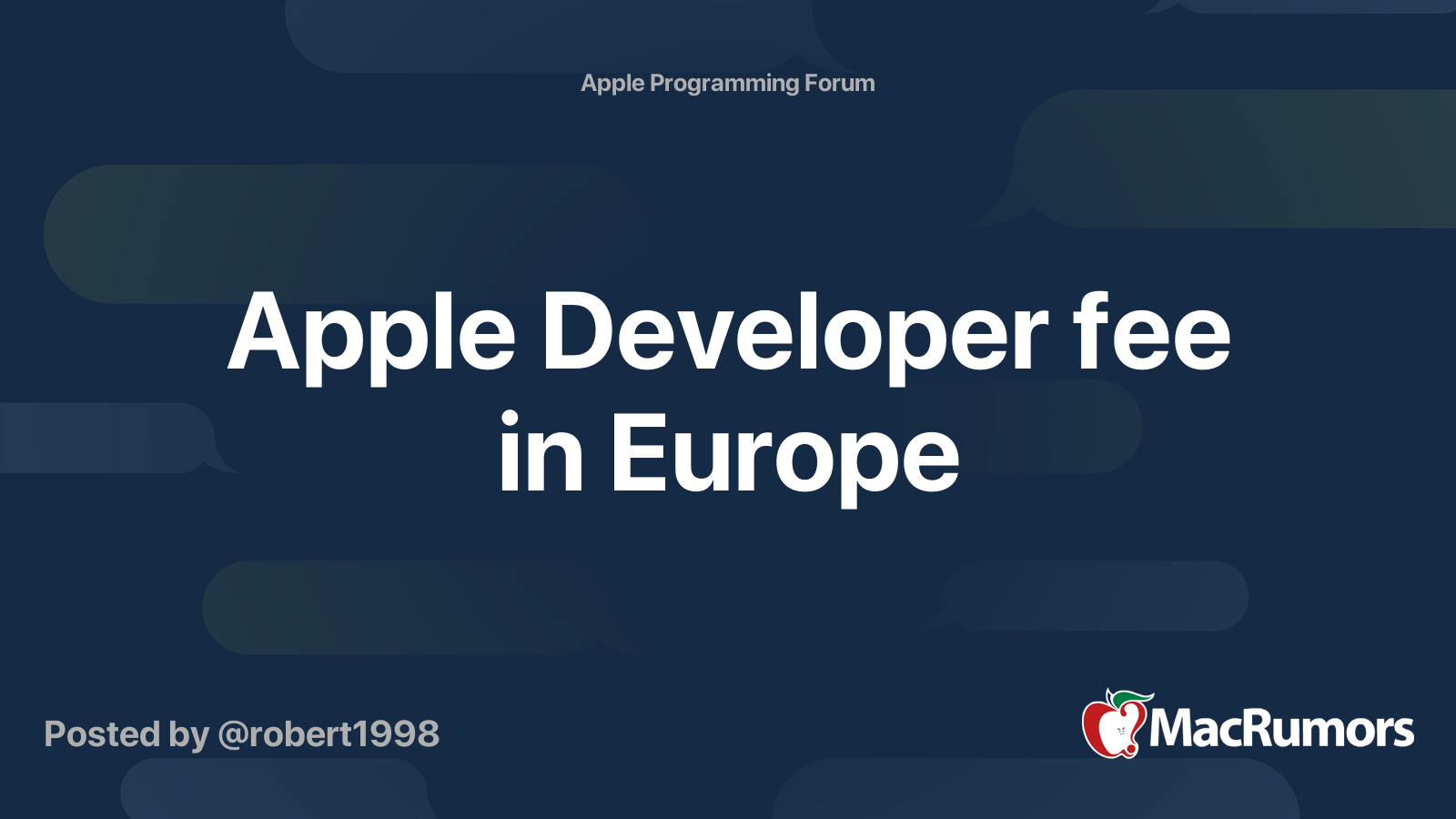 Apple Developer fee in Europe | MacRumors Forums