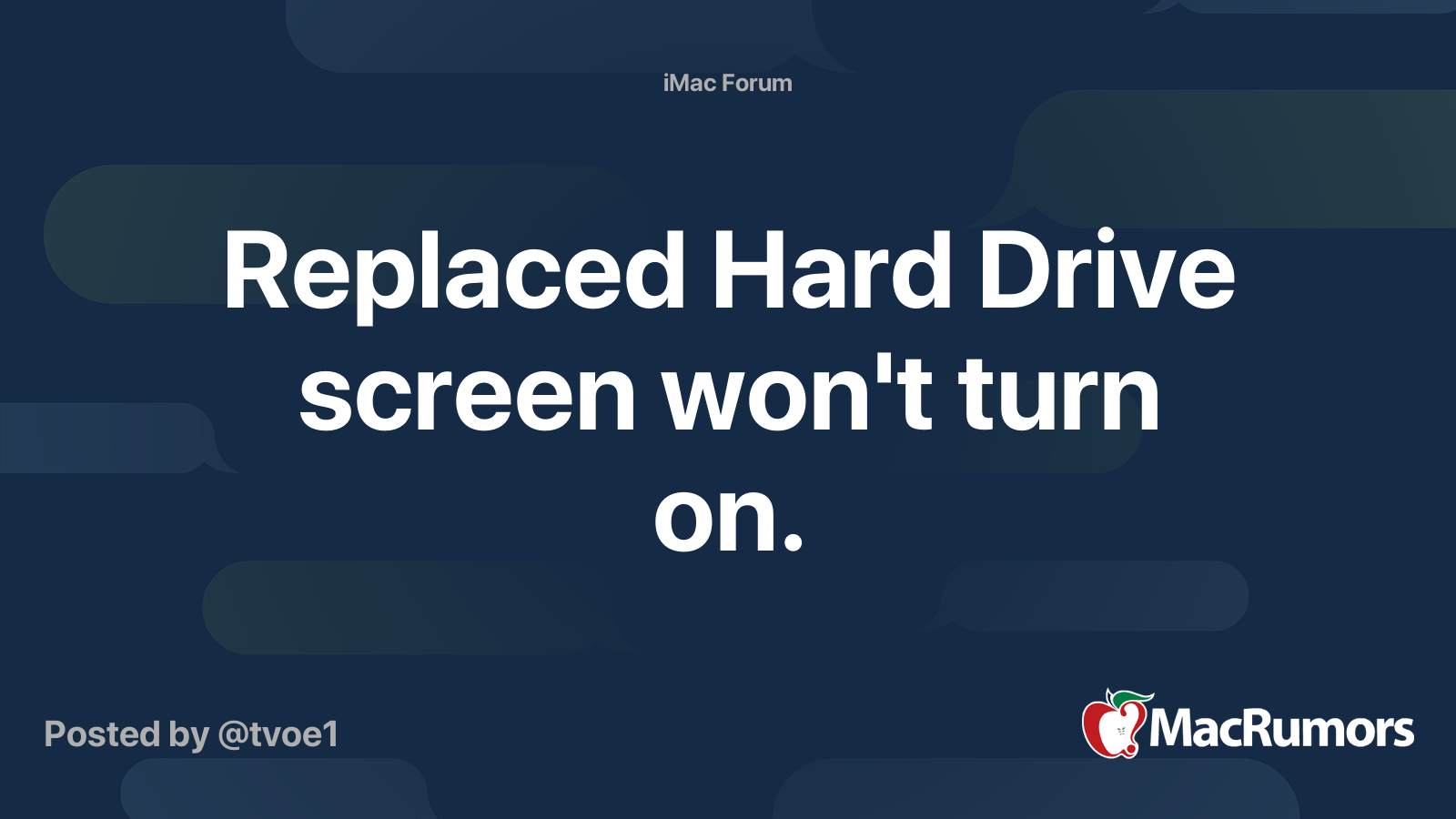 Replaced Hard Drive screen won't turn on. | MacRumors Forums