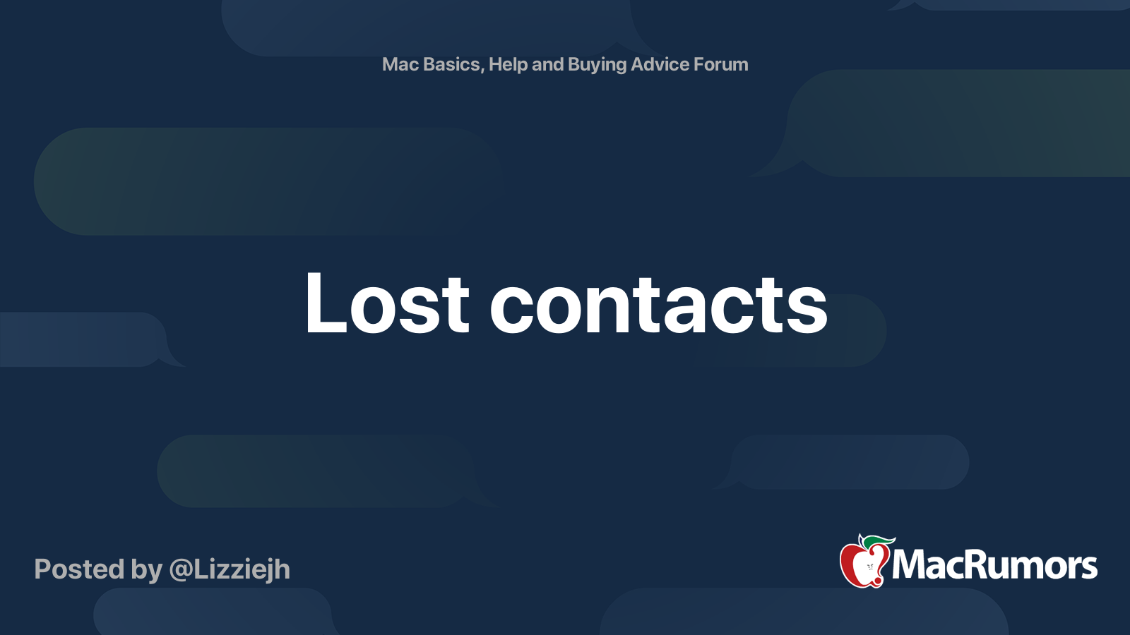 Lost contacts | MacRumors Forums