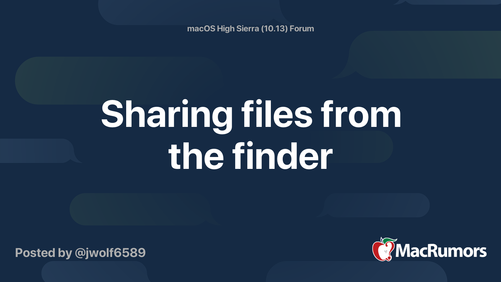 Sharing files from the finder | MacRumors Forums