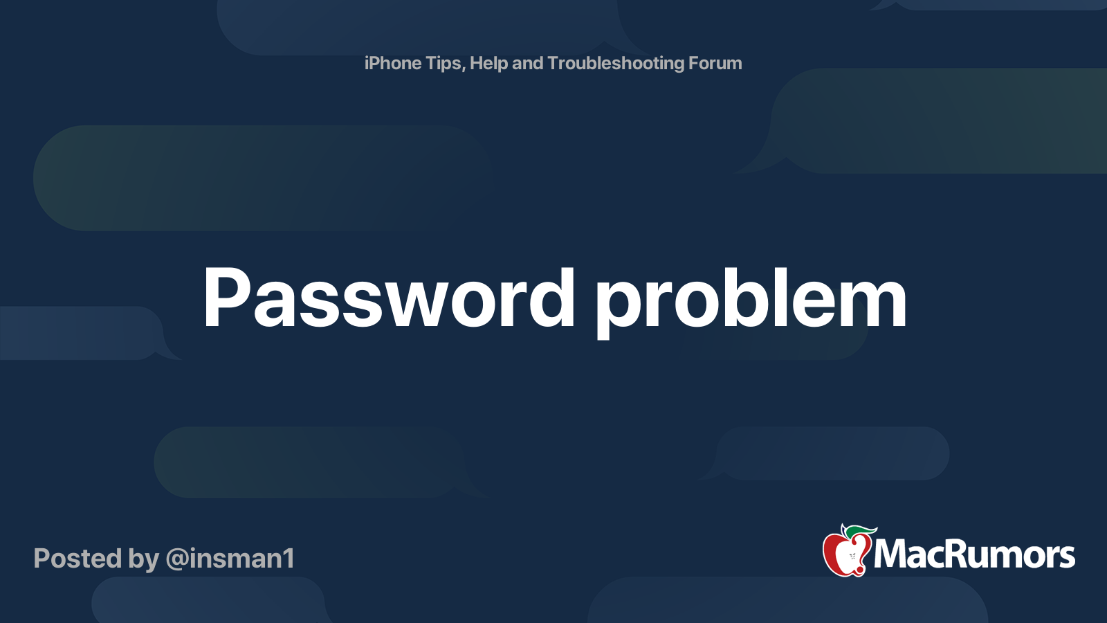 Password problem | MacRumors Forums