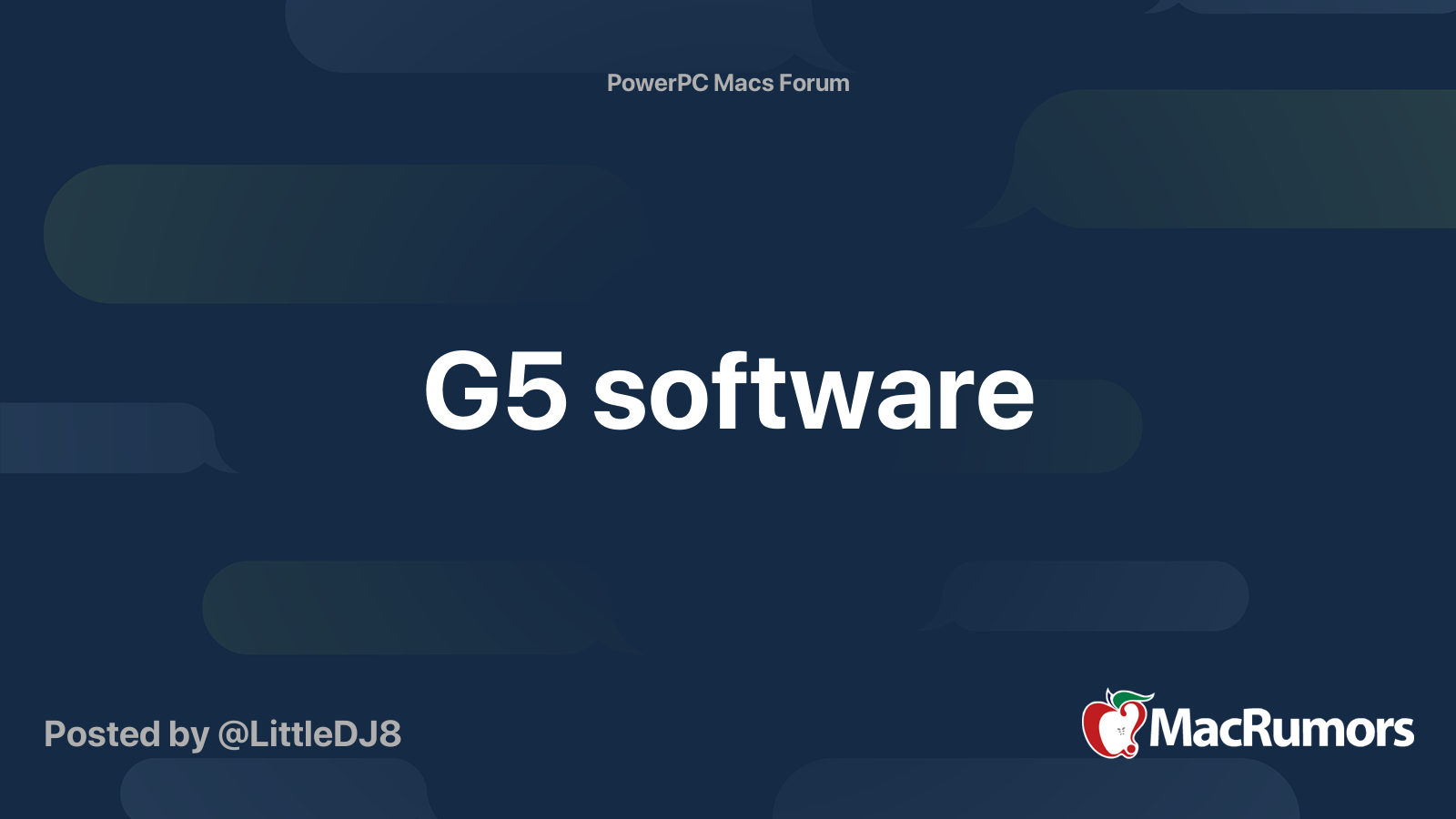 G5 Software Macrumors Forums