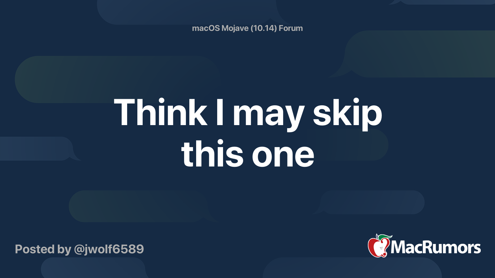 Think I may skip this one | MacRumors Forums