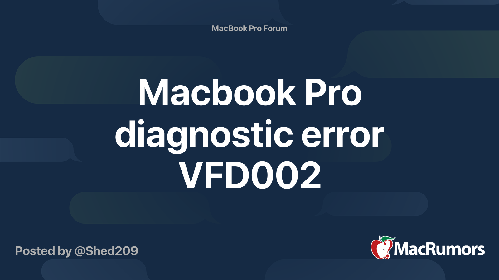 Macbook Pro diagnostic error VFD002 | MacRumors Forums