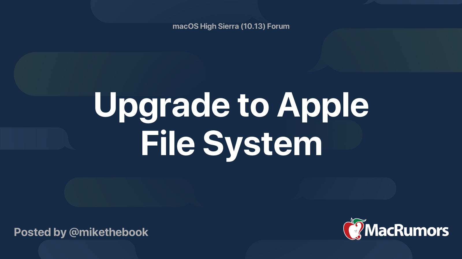 Upgrade to Apple File System | MacRumors Forums