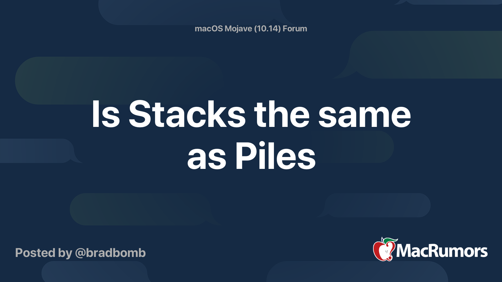 Is Stacks the same as Piles | MacRumors Forums