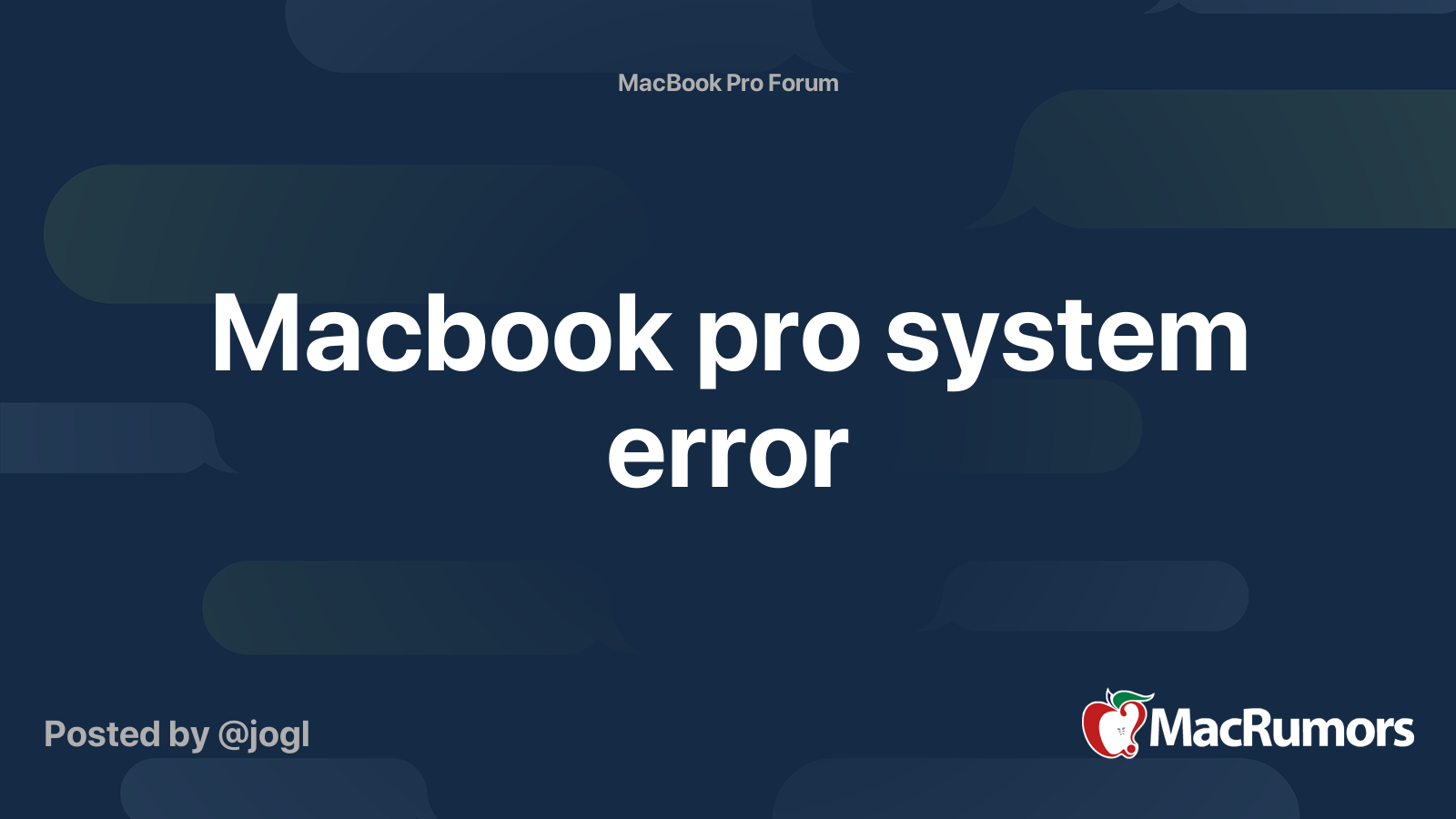 Macbook pro system error | MacRumors Forums