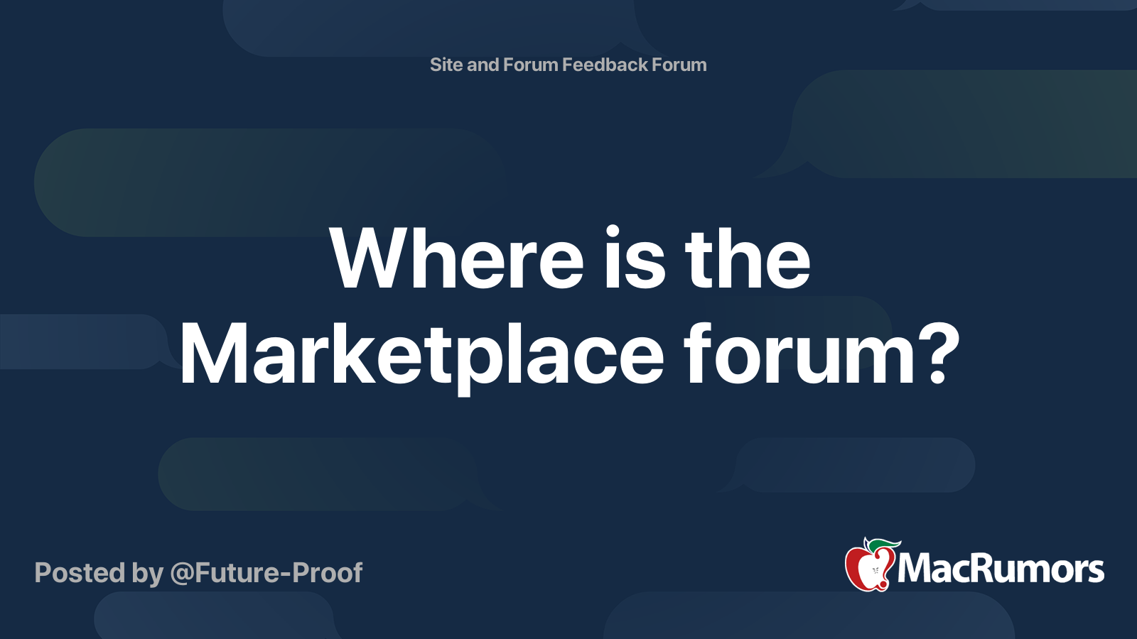 Where is the Marketplace forum? | MacRumors Forums