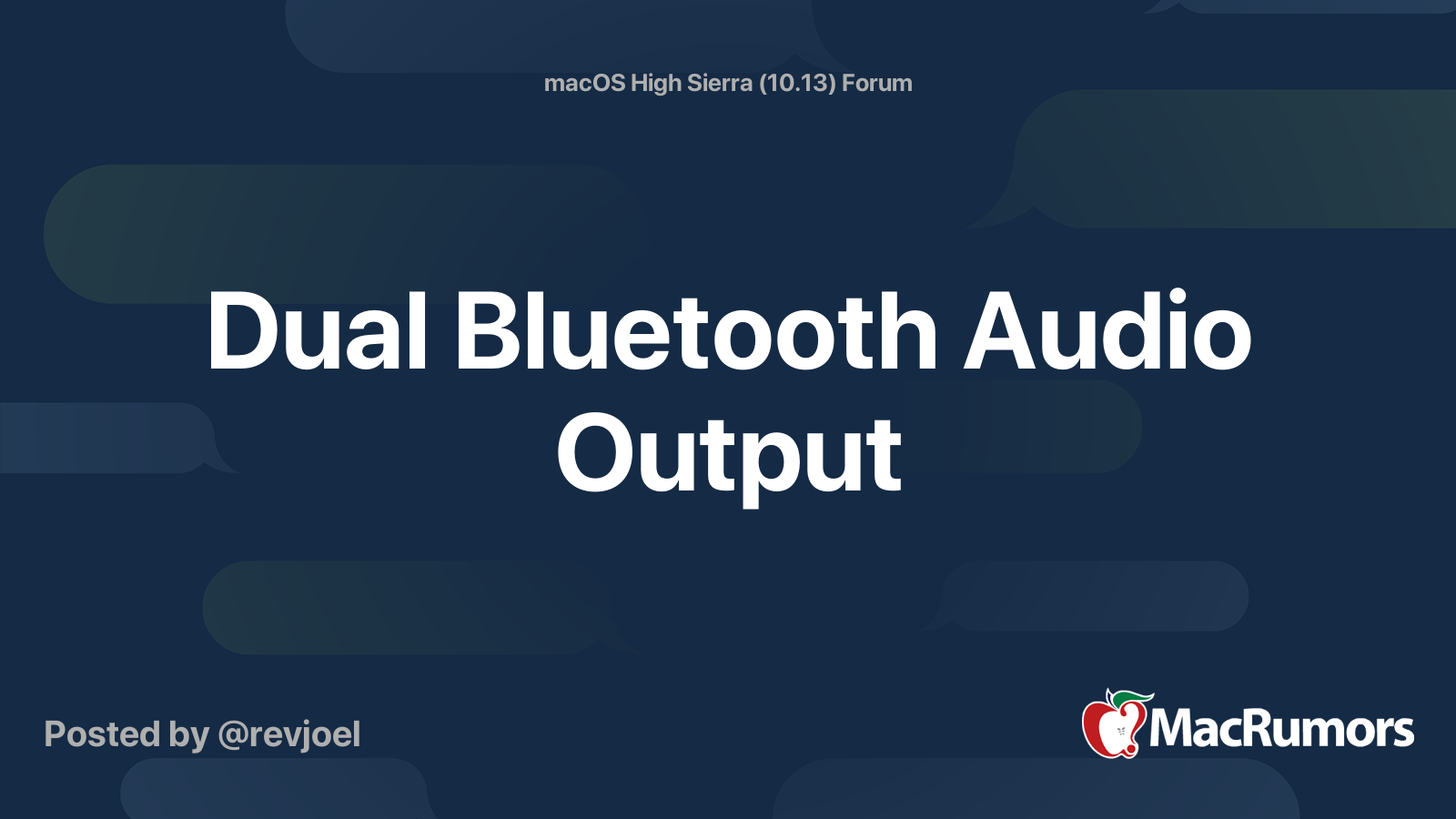 Dual Bluetooth Audio Output | MacRumors Forums