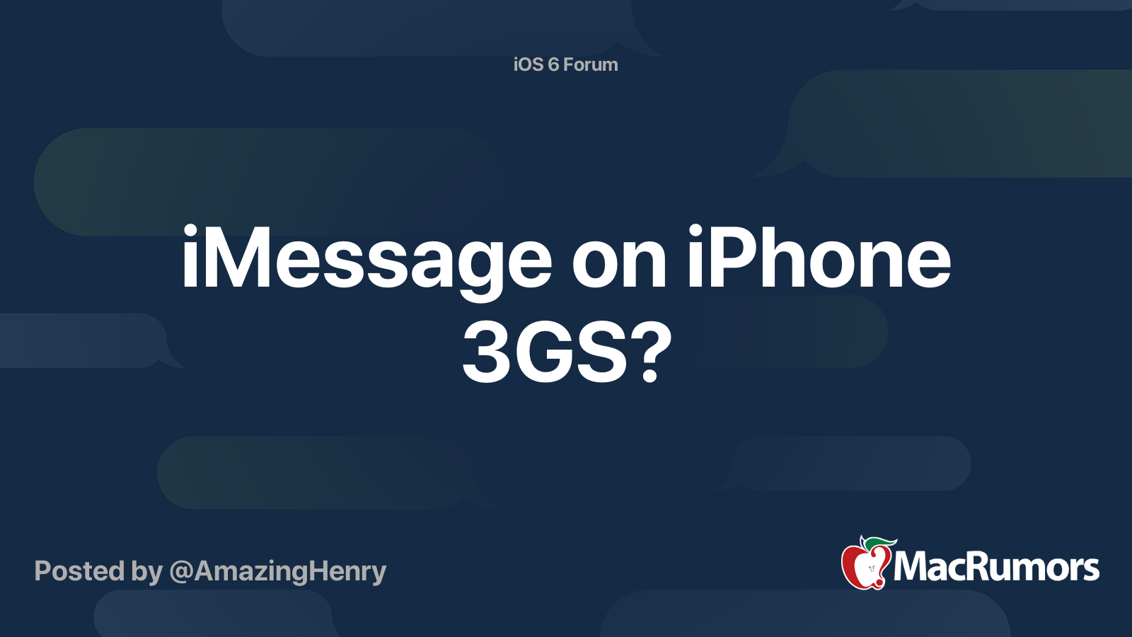 iMessage on iPhone 3GS? | MacRumors Forums